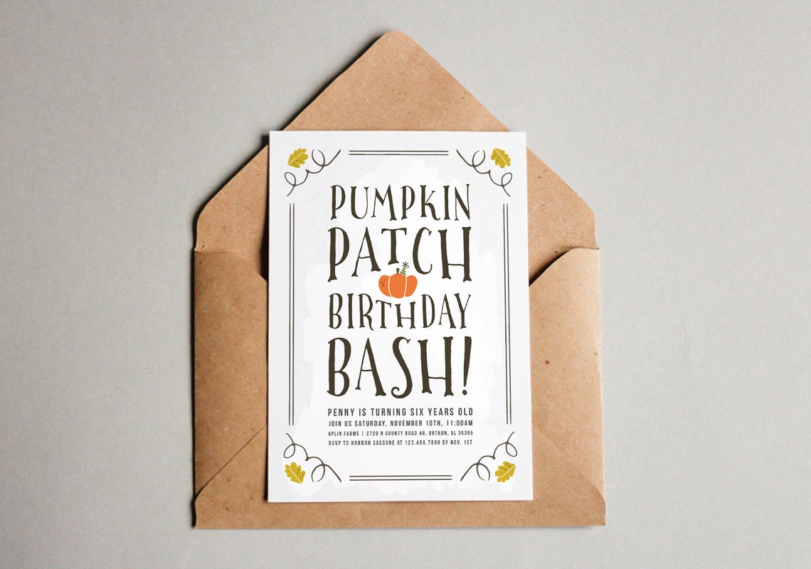 Pumpkin Patch Birthday Invitation, Pumpkin Patch Birthday Invite ...