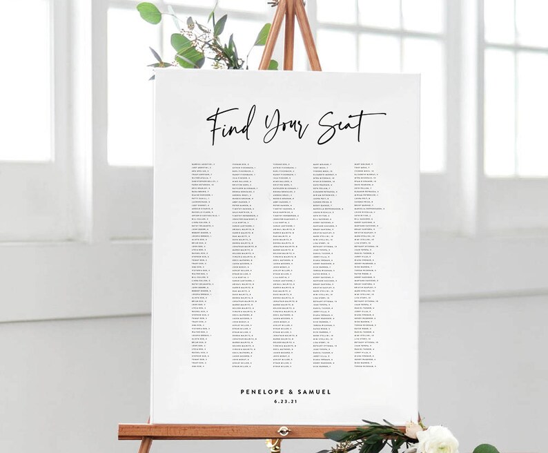 Self Edit DIY Wedding Seating Chart Template Alphabetical - Etsy