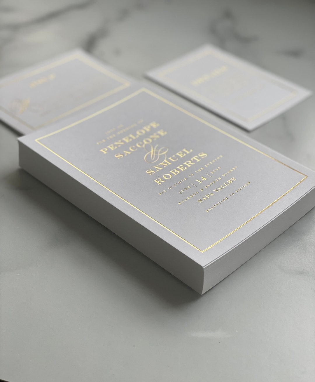 Gold Foil Formal Preppy Wedding Invitation Set Suite, Classic Premium ...