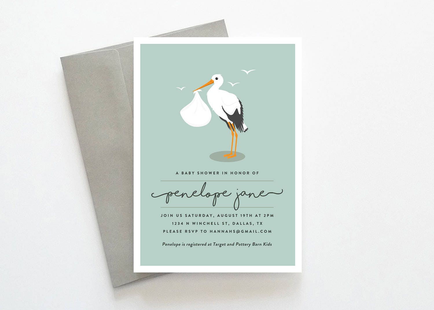 Stork Baby Shower Invitations