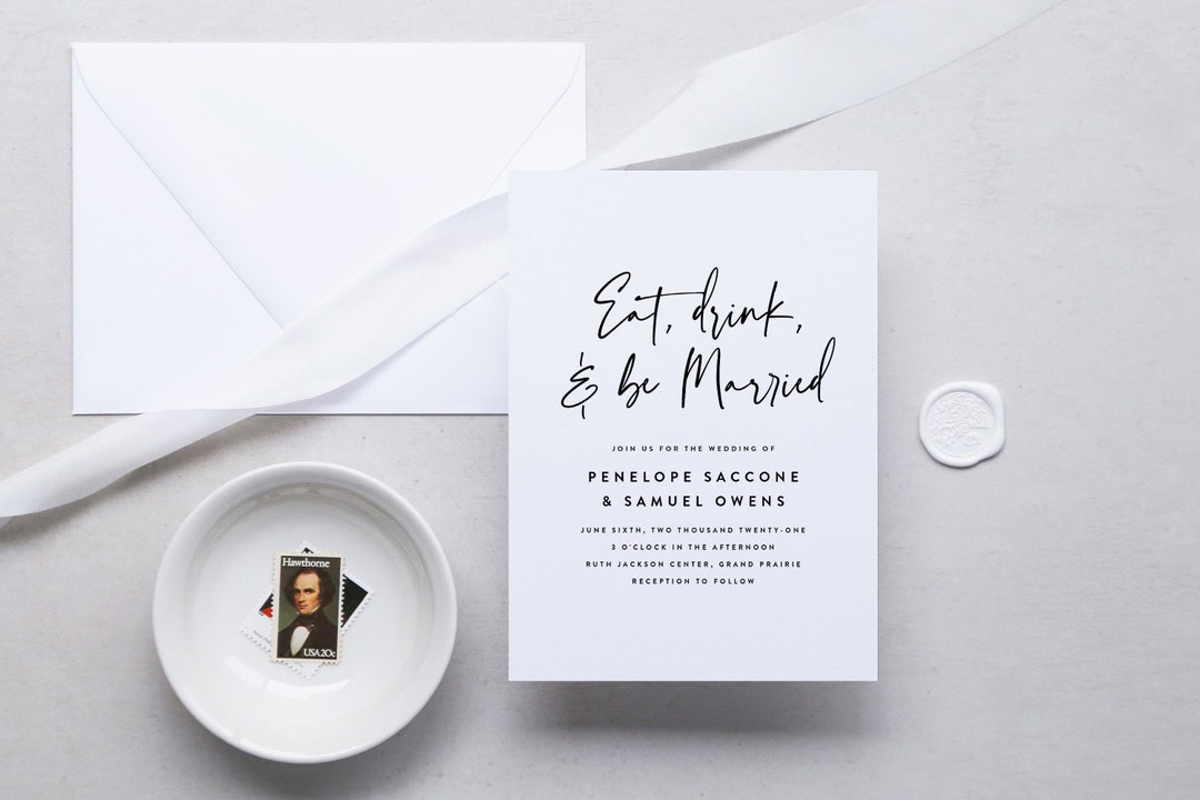 Casual Fun Festive Cool Hipster Wedding Invitations Modern Chic Simple ...