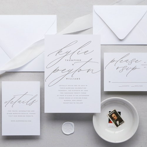 Minimal Wedding Invitation & RSVP Set Simple Wedding - Etsy