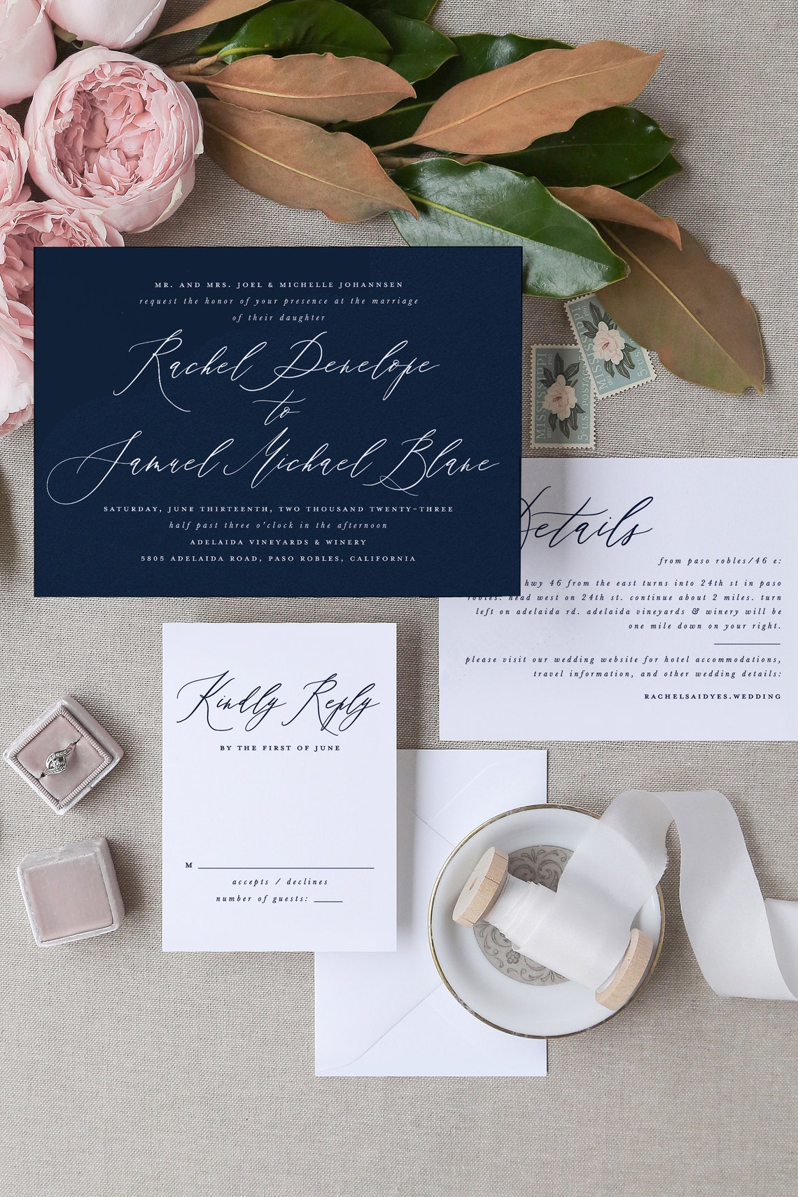 Navy Blue Wedding Invitations Navy Blue Invitation Navy Blue - Etsy