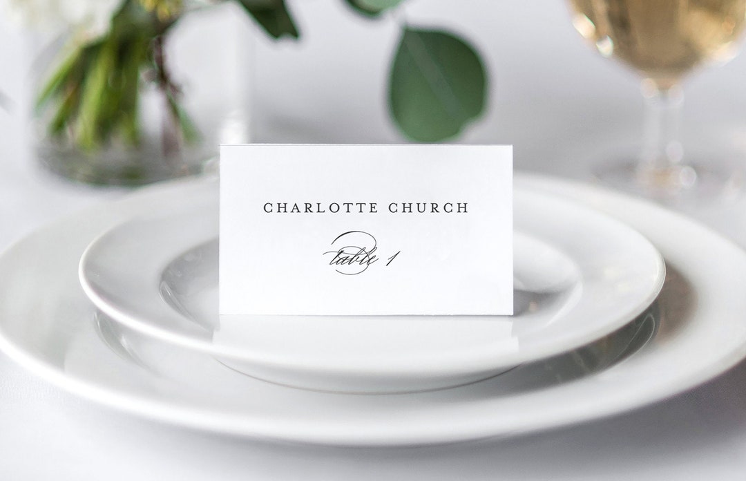 Printable Placecard Template, Elegant Placecard Template, Printable ...