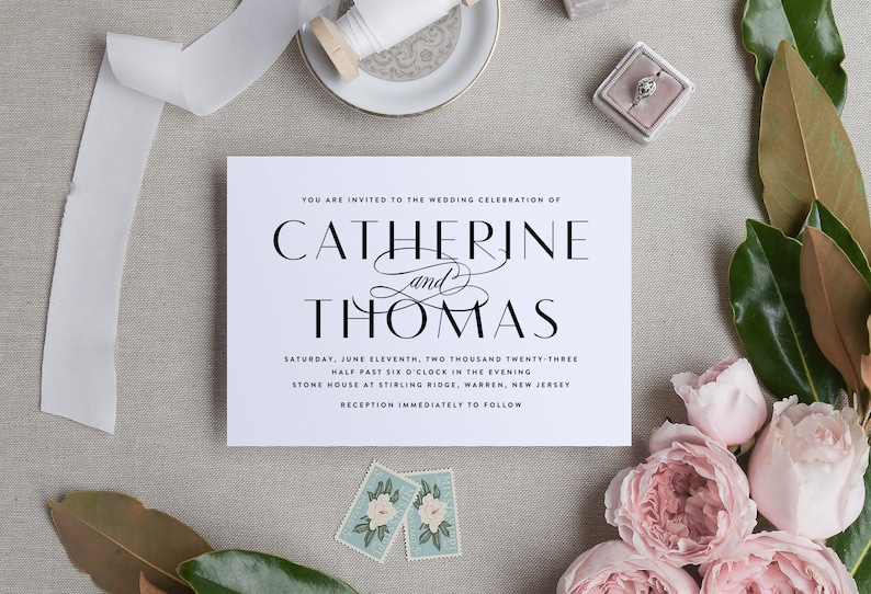 Classic Elegant Wedding Invitation Set Suite Bold Formal - Etsy