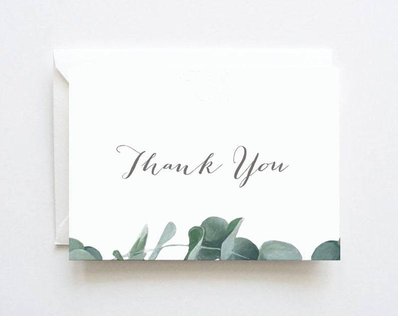Greenery Thank You Card Printable Thank You Card Template - Etsy