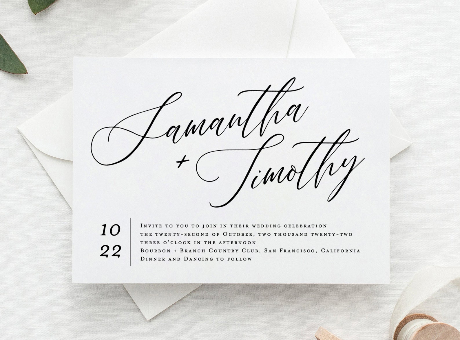 Simple Wedding Invitation Wedding Invitation Template Wedding - Etsy