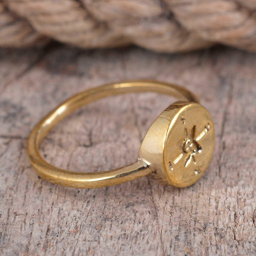 Handmade Brass Compass Star Ring: Boho Travel Jewelry - Etsy