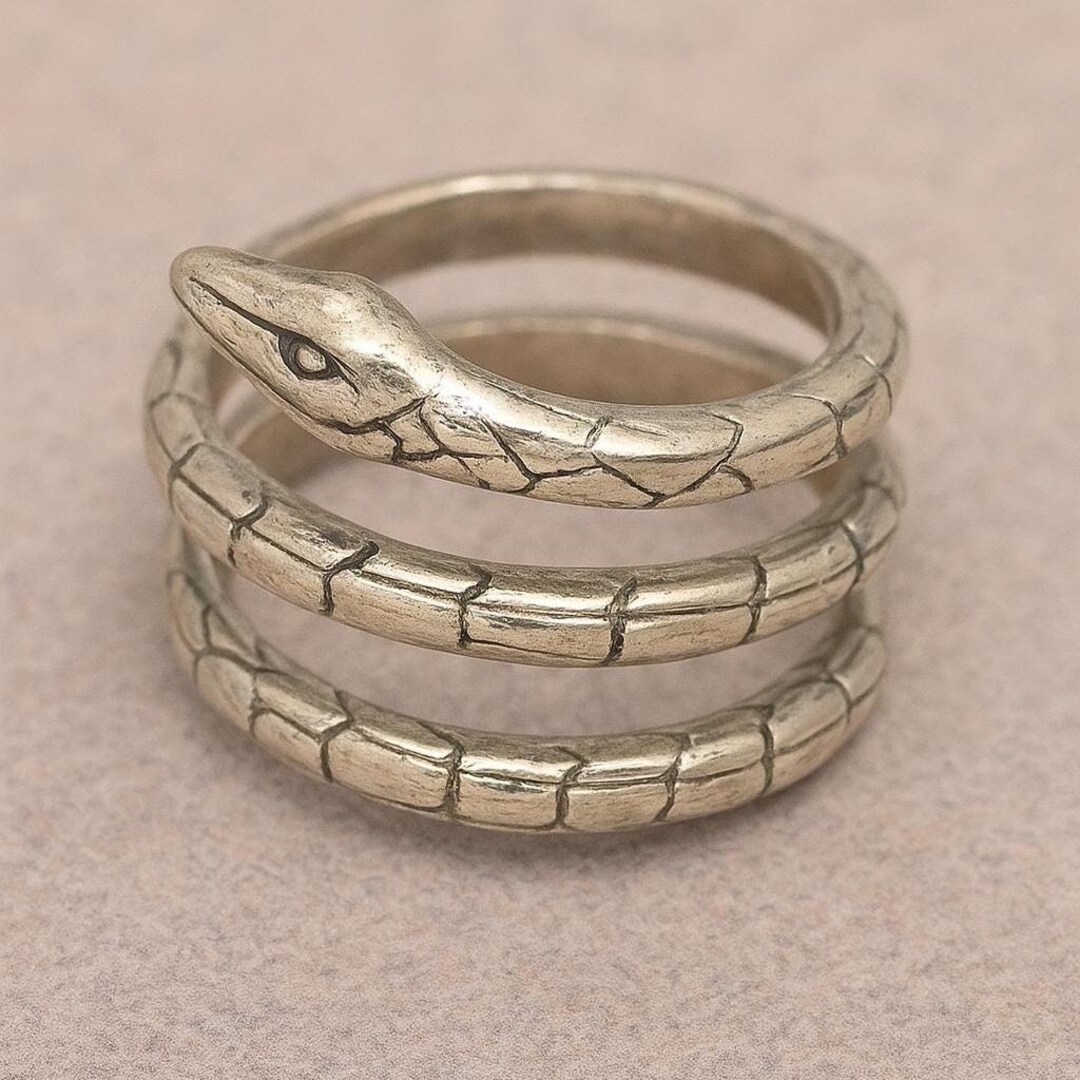 Solid Brass Snake Wrap Ring - Triple Coil Serpent Ring - Adjustable ...