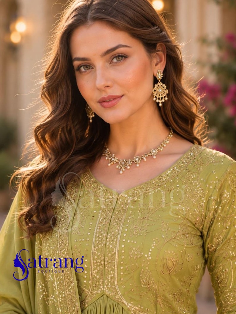 Pink Anarkali Gown Dress Dupatta Outfit Ethnic Wedding Reception ...