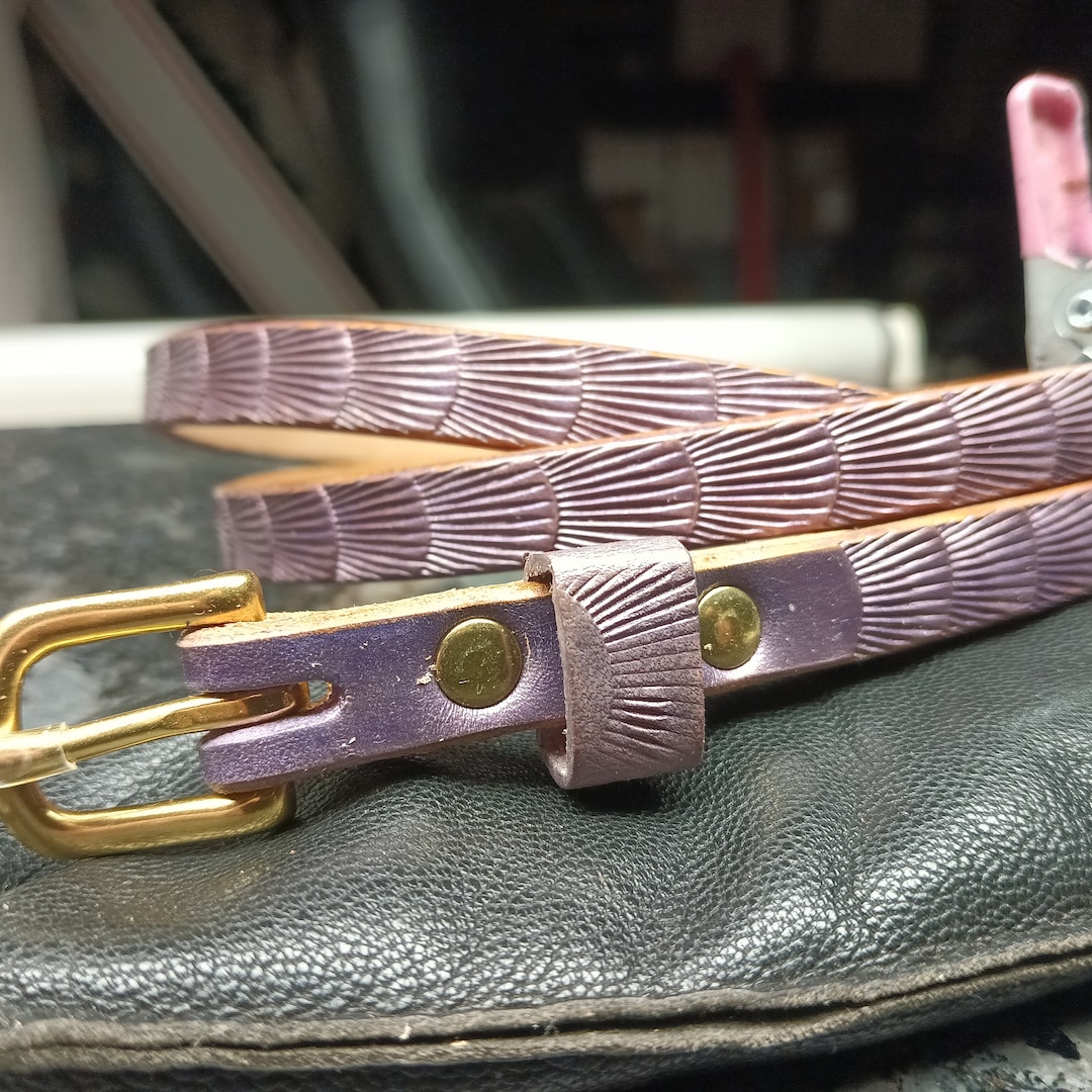 Handmade Leather Skinny Belts for Men or Women, Lavender Narrow Belt ...