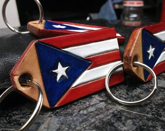 Leather Flag Keychain - Etsy