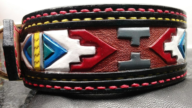 Handmade Leather Dog Collar Aztec Design Leather Collar - Etsy