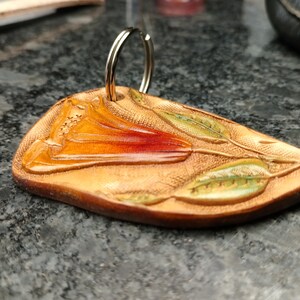 Handmade Leather Keychain, Wild Rose Keychain Leather Handbag Charm ...