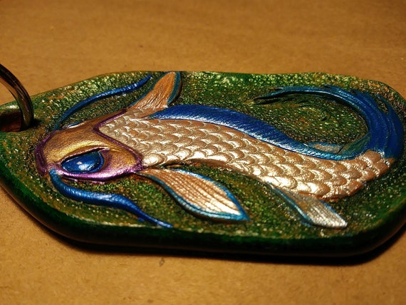 Koi Fish Keychain Handmade Koi Keychain Blue Koi Fish | Etsy