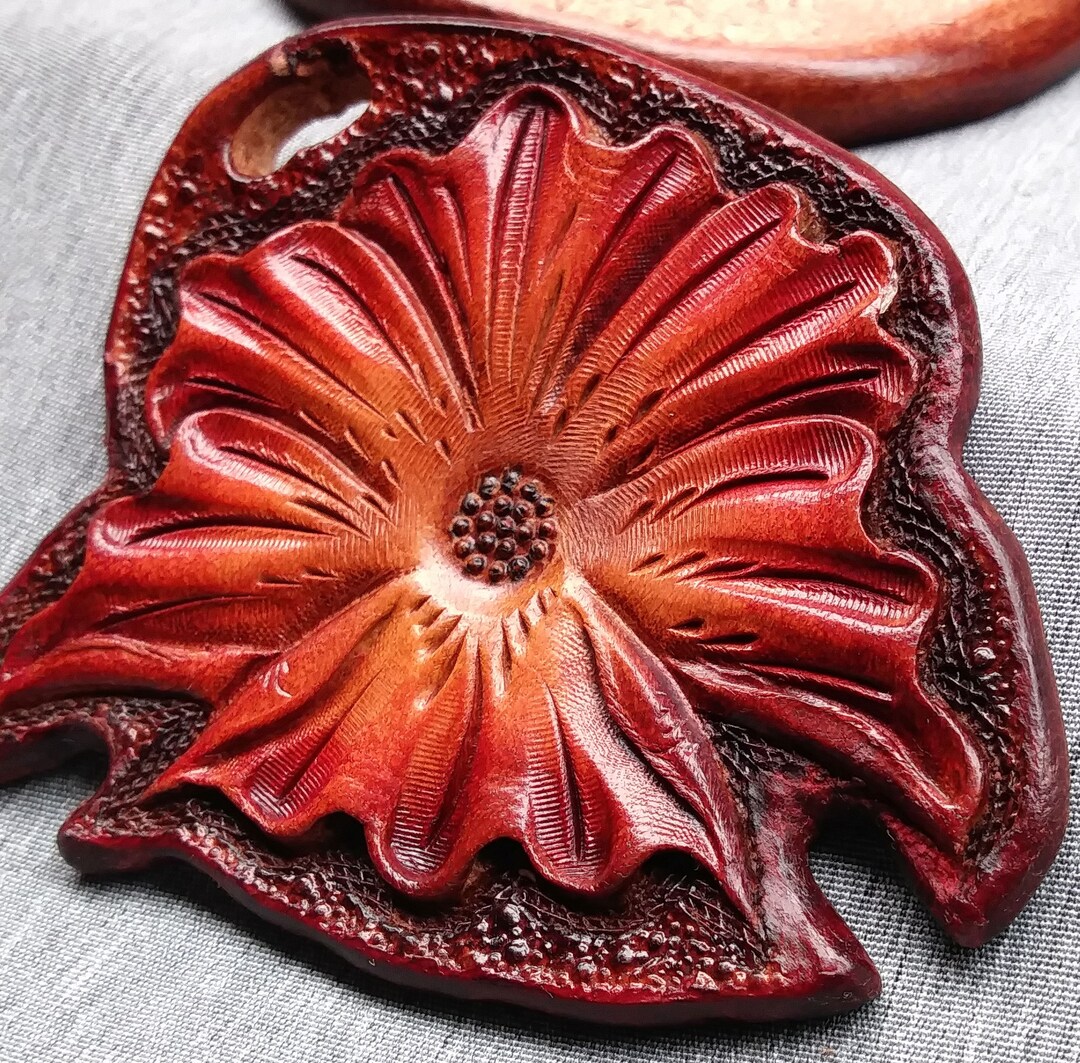 Handmade Leather Flower Charm Flower Zipper Pull Floral - Etsy