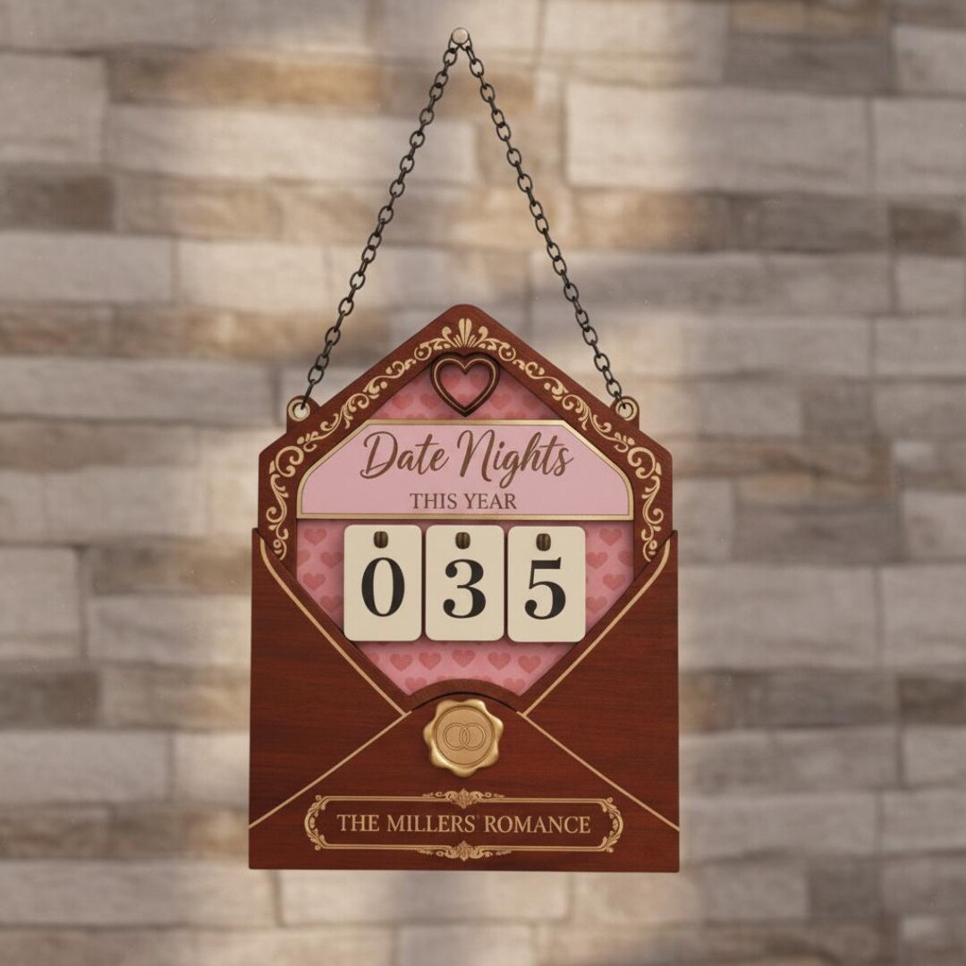 Wooden Date Night Tracker Decor for Couples, Custom Name Date Counter ...