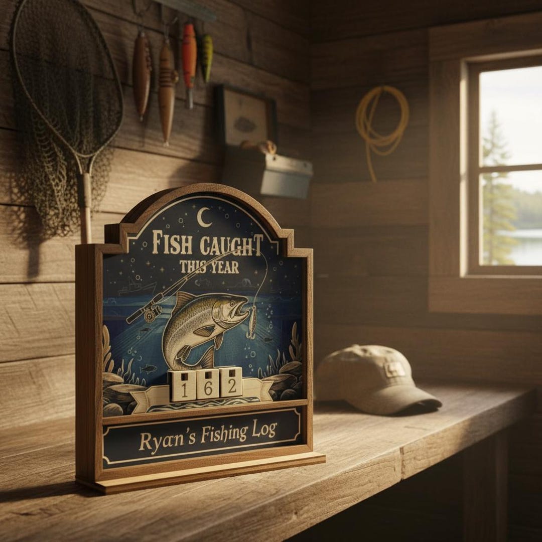 Custom Wooden Fish Caught This Year Tracker, Personalized Fishing Log ...