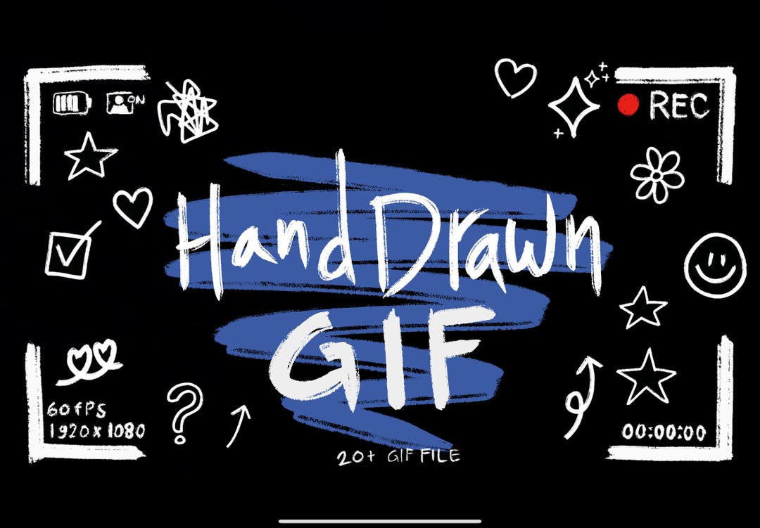 Digital Hand Drawn GIF Pack / Animated Overlay for Videos / Hand Drawn ...