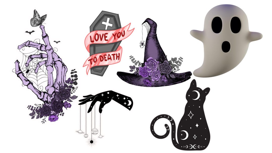 Gothic and Spooky Sticker Pack - 10 Creepy Cute, Witchy, Halloween ...