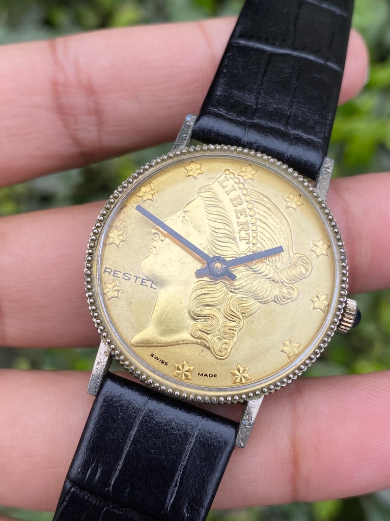 Vintage Rare Classic Restel Liberty Jules Jürgensen Coin Golden Dial ...