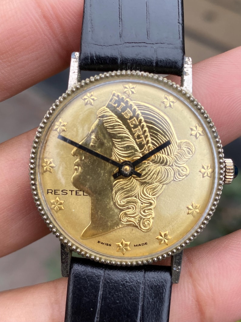 Vintage Rare Classic Restel Liberty Jules Jürgensen Coin Golden Dial ...