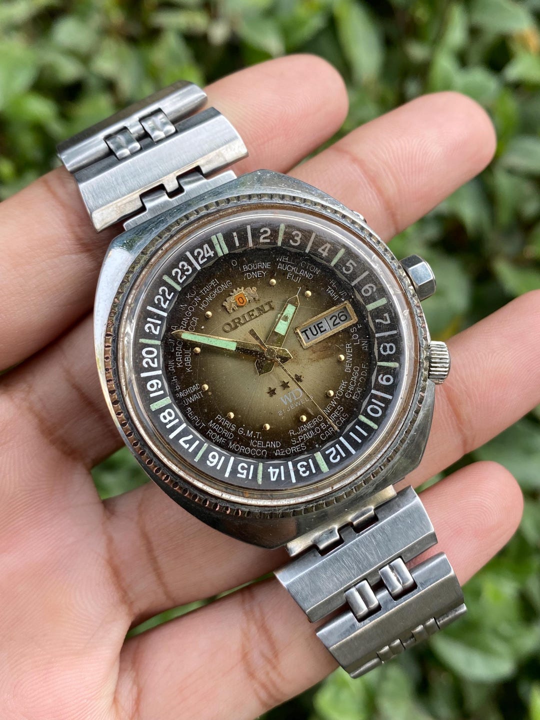 Vintage Rare ORIENT WD WORLD Diver Automatic Sea World Orient Watch ...