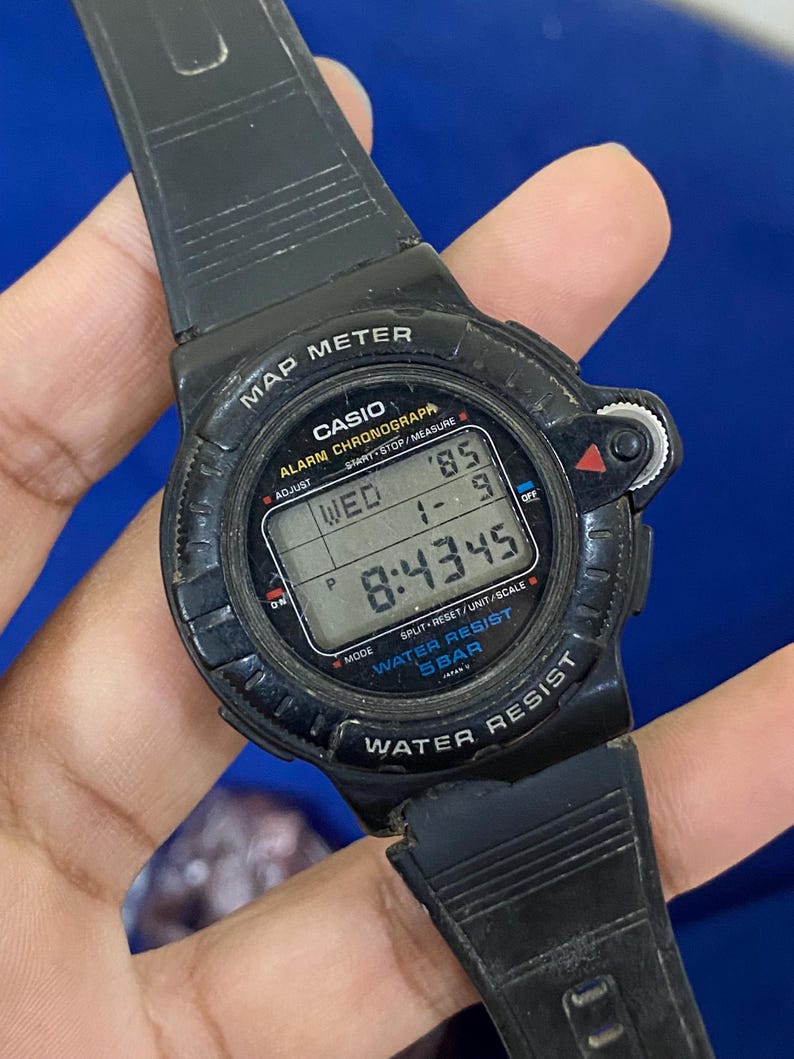 Vintage Rare 1990 Casio Map Meter Digital Quartz 693 MAP-100 Japan Made ...