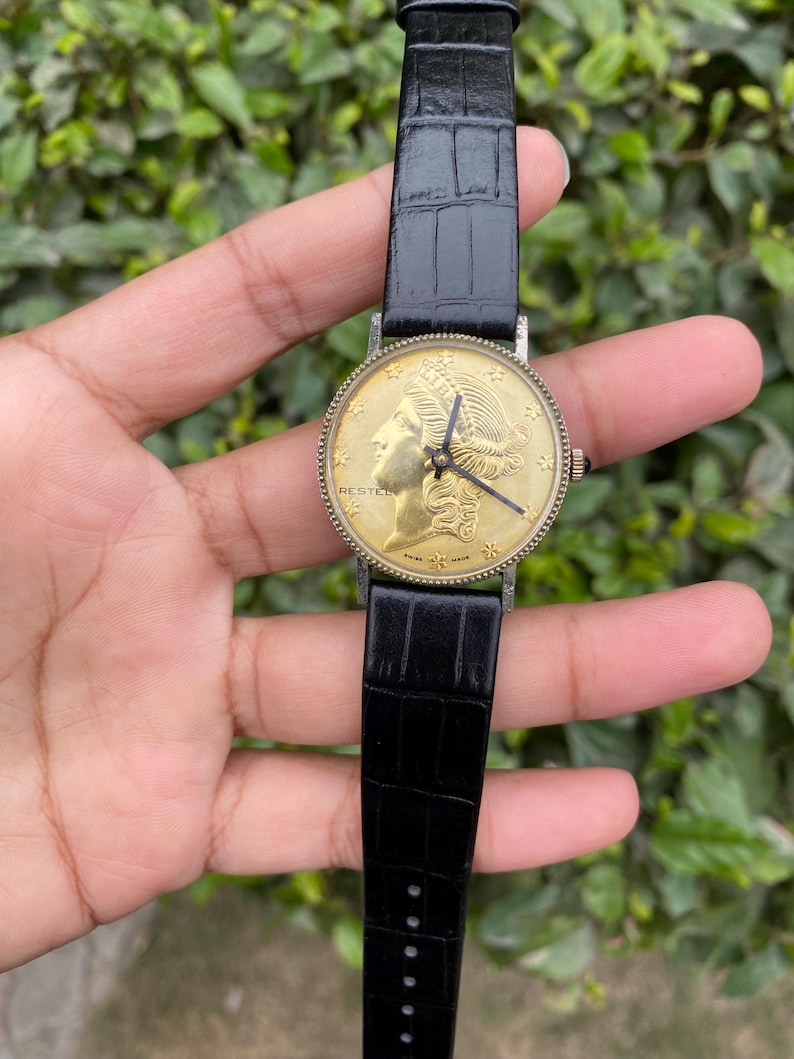 Vintage Rare Classic Restel Liberty Jules Jürgensen Coin Golden Dial ...