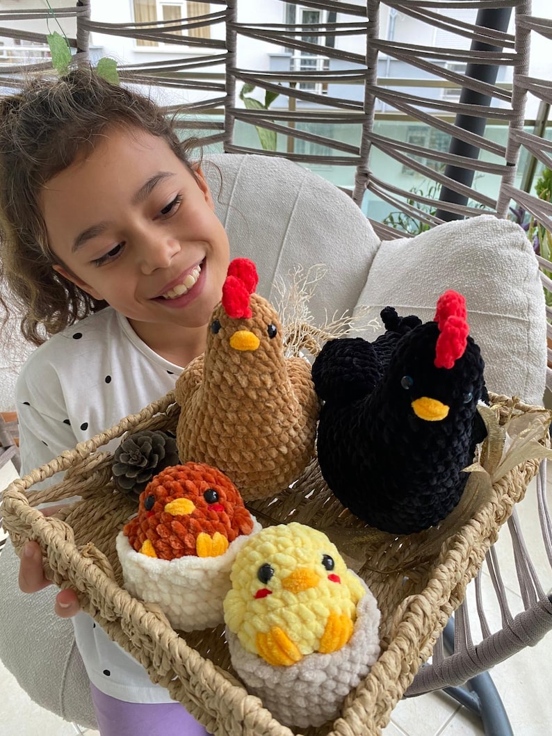 Amigurumi Crochet Pattern — Small Chicken With Chicks & Eggs (farm Set ...