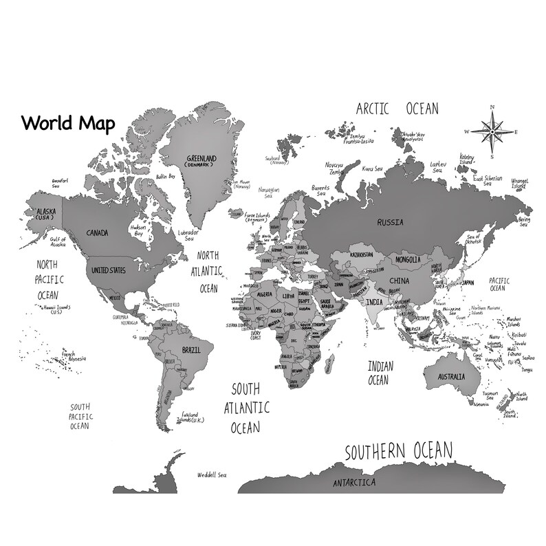 Printable World Map With Colouring Page: Printable Labeled Geography ...
