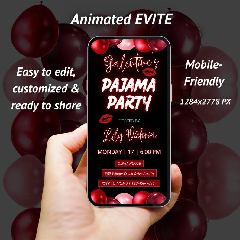 Digital Galentines Pajama Party Invitation Itinerary Template ...