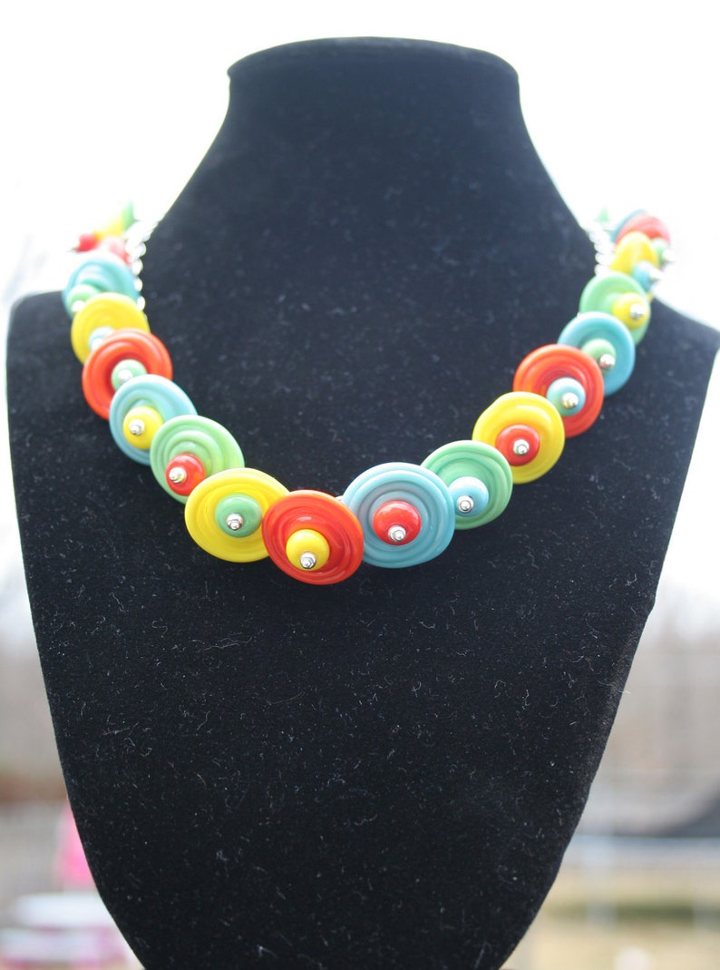 Beautiful Bright Bold Handcrafted Disc Lampworking Sterling Silver ...