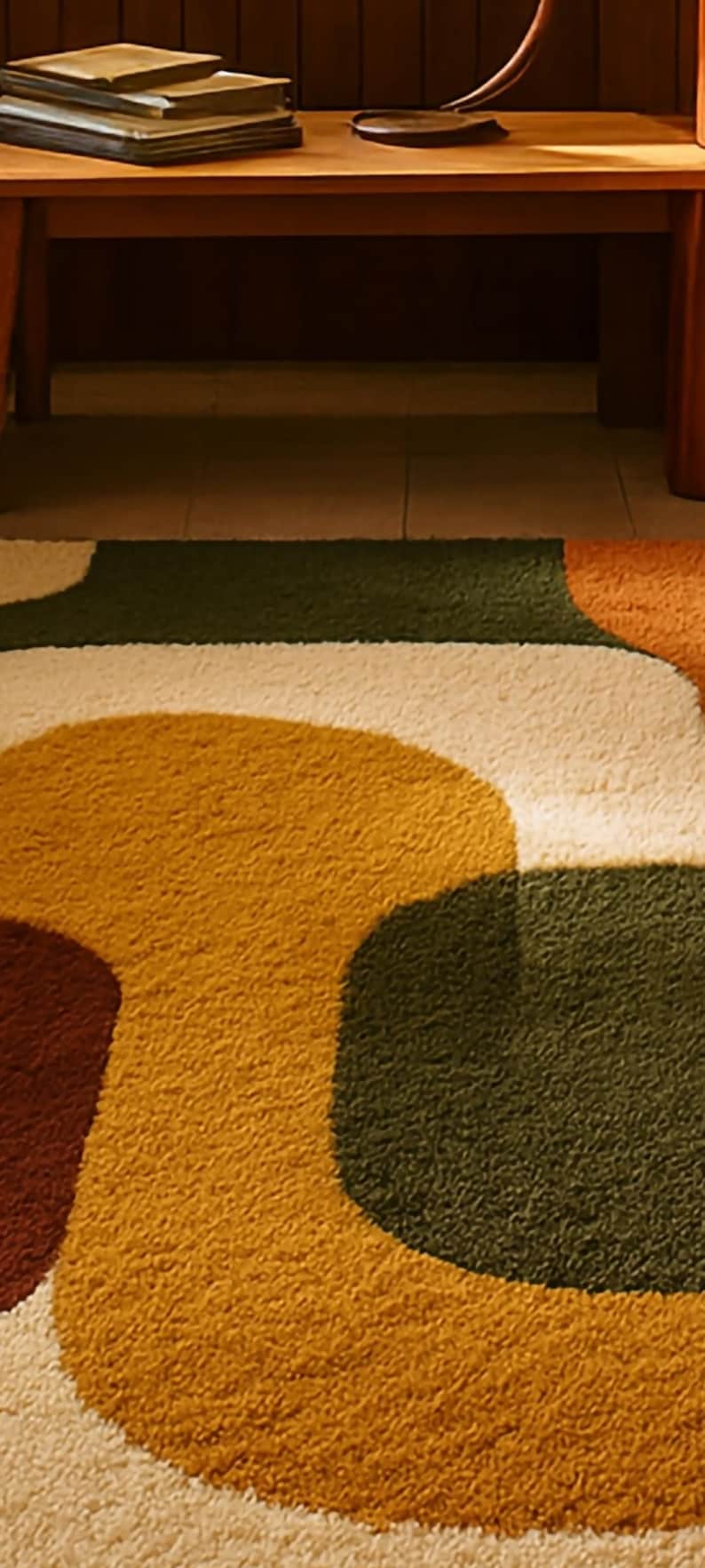 Geometrischer Retro-Teppich - Mid-Century Modern, Erdige Töne - Etsy.de