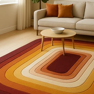 Handmade Geometric Wool Rug: Retro Mid Century Modern Carpet - Etsy