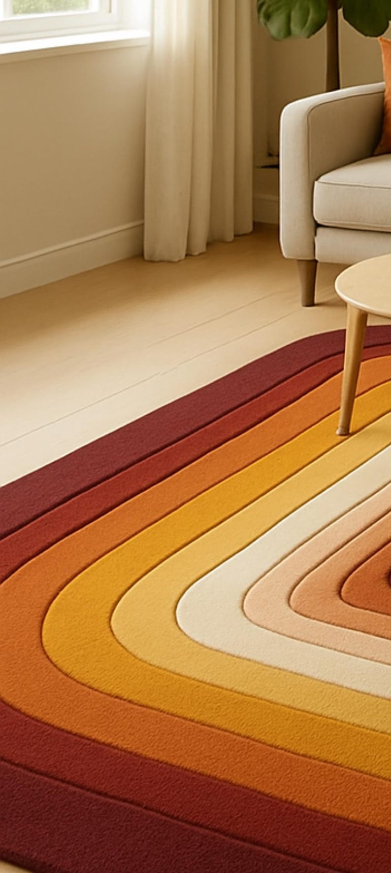Handmade Geometric Wool Rug: Retro Mid Century Modern Carpet - Etsy