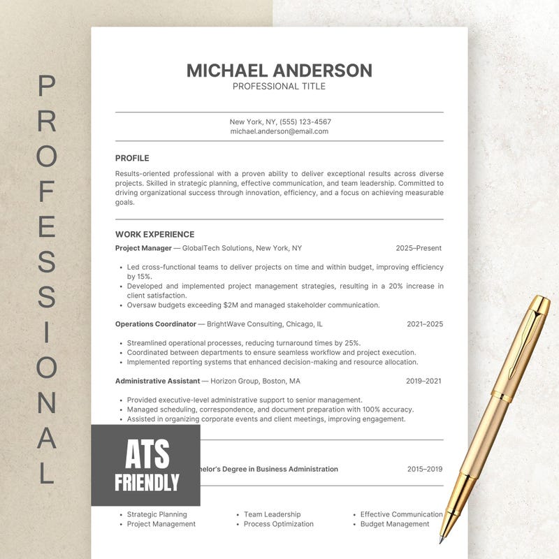 Resume Template Usa Job - Etsy UK