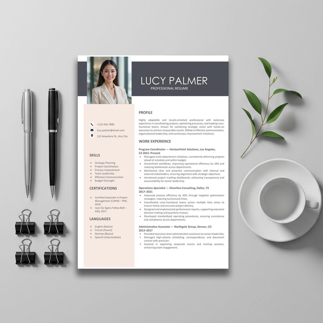 Minimalist Pastel Resume Template | Elegant CV + Cover Letter | Word ...