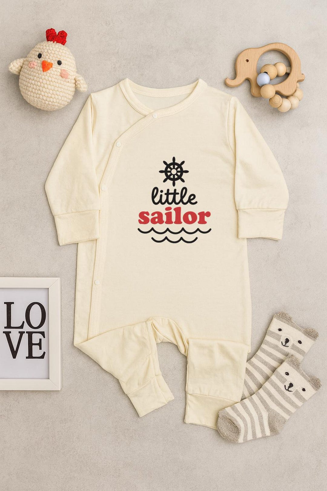 Little Sailor Embroidered Baby Bodysuit, Nautical Infant Outfit, Cute ...