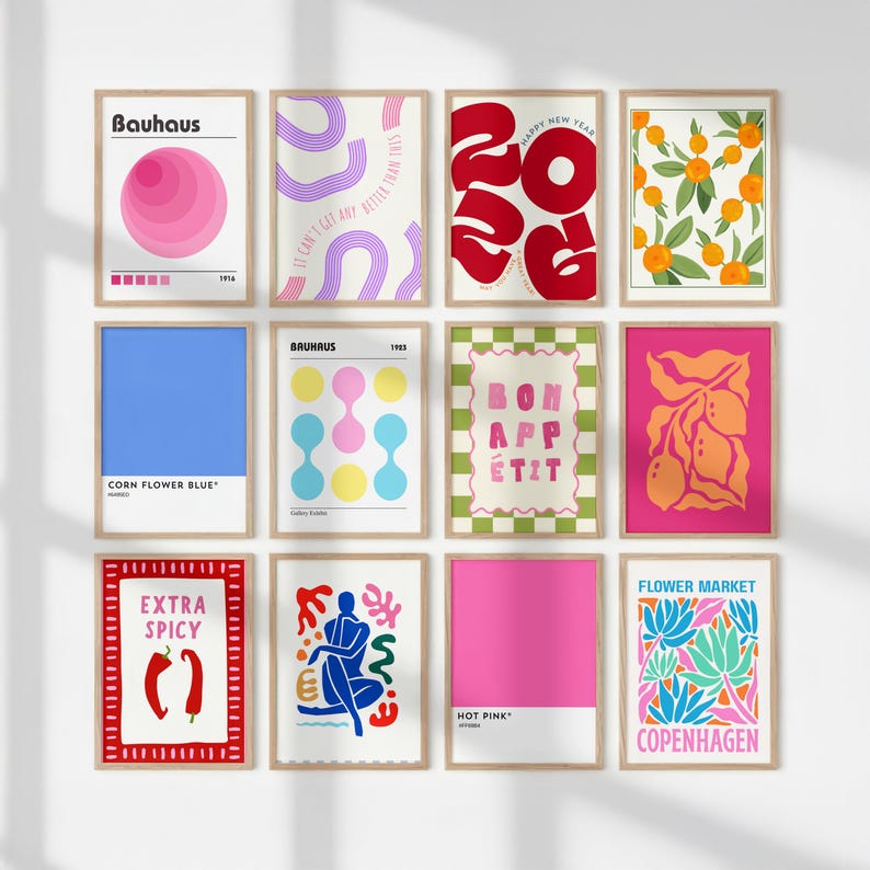 Dopamine Décor Gallery Wall Set of 14, Colorful Prints, Maximalist Wall ...