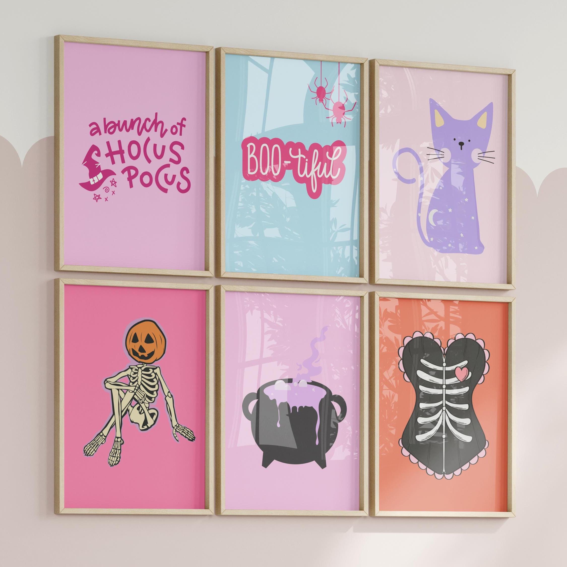 Pink Halloween Poster Prints MEGA BUNDLE Halloween Wall Art Halloween ...