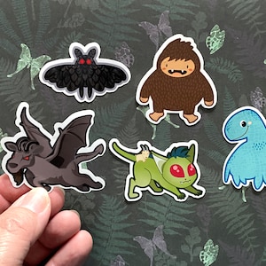 Cute Cryptid Stickers - Chupacabra, Mothman, Flatwoods Monster, Nessie ...