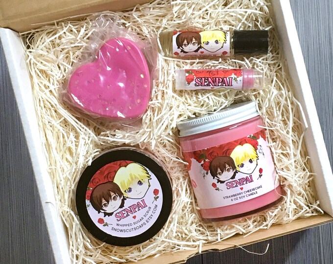 Senpai Gift Set - Sugar Scrub, Lip Balm, Candle, and Fragrance - Etsy