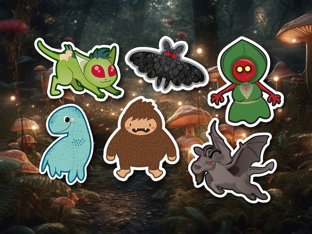 Cute Cryptid Stickers - Chupacabra, Mothman, Flatwoods Monster, Nessie ...