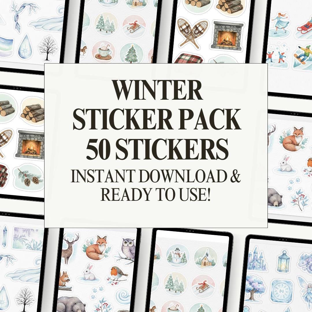 Winter Stickers Pack | Cozy Icons | Snowy Stickers | Digital Download ...