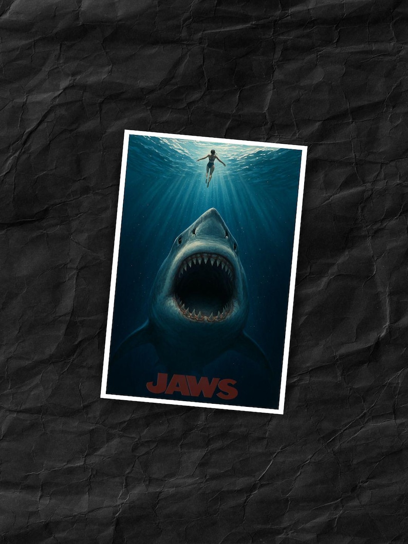Jaws Inspired Movie Poster – Instant Digital Download – Vintage Shark ...