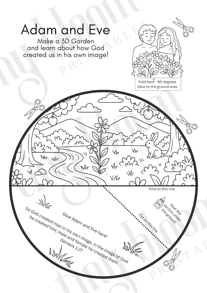 Adam and Eve 3D Craft: Garden of Eden Printable (PDF) - Etsy