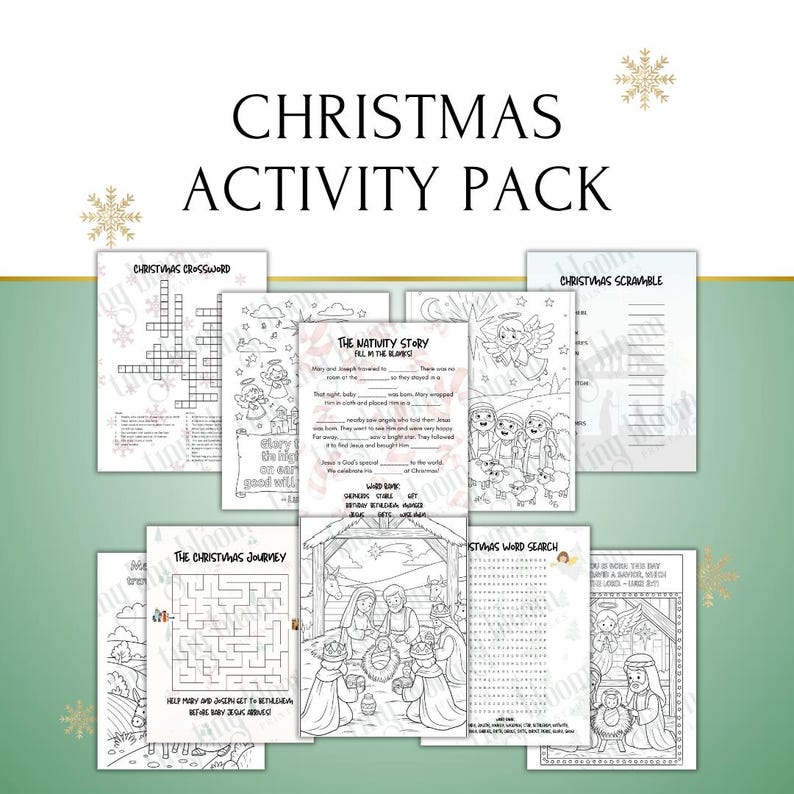 Christian Christmas Activity Pack | 10 Printable Pages | Digital ...