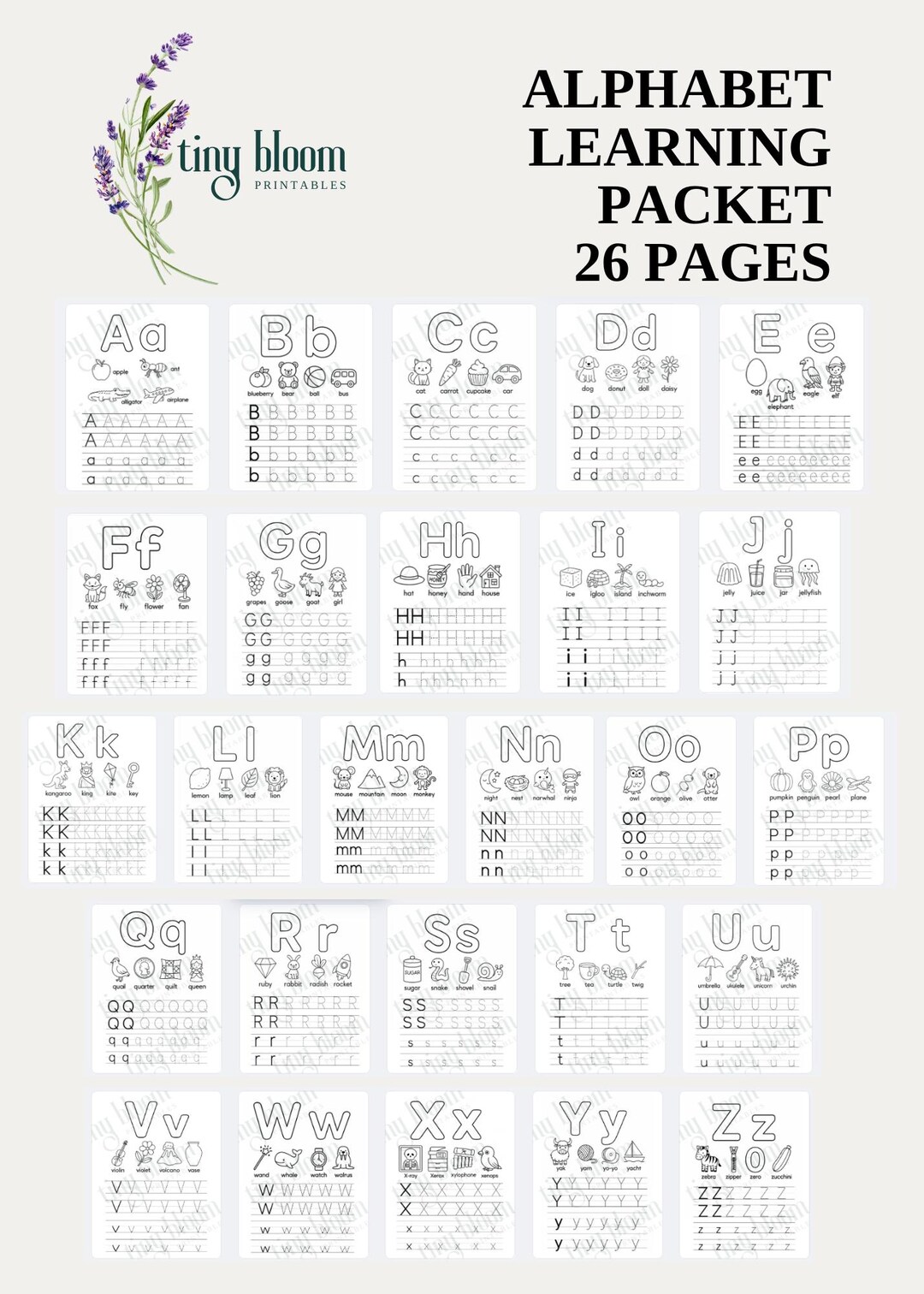 Alphabet Learning Pack – 26 Printable Preschool Worksheets | Letter ...