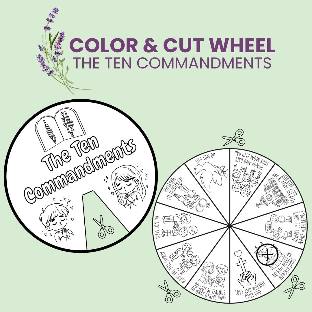 Ten Commandments Color & Cut Wheel | Christian Kids Activity | Bible ...